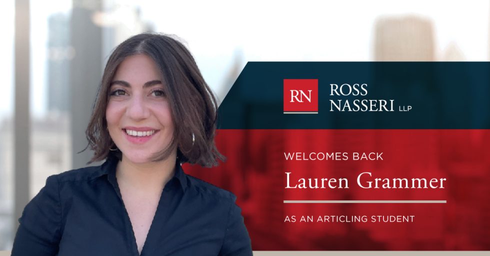 Ross Nasseri welcomes back Lauren Grammer as an articling student ...