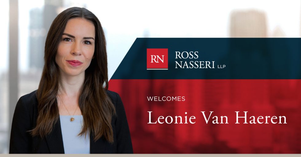 Ross Nasseri welcomes Leonie van Haeren - Toronto Litigation Firm